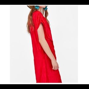 Zara | Dresses | Zara Womanbasic Pleated Creased Dress Red | Poshmark